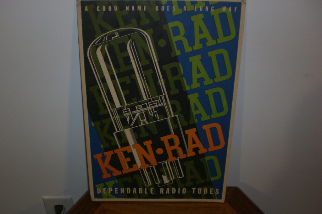 KEN RAD radio tubes cardboard sign - IARCHS Radio Collector Club
